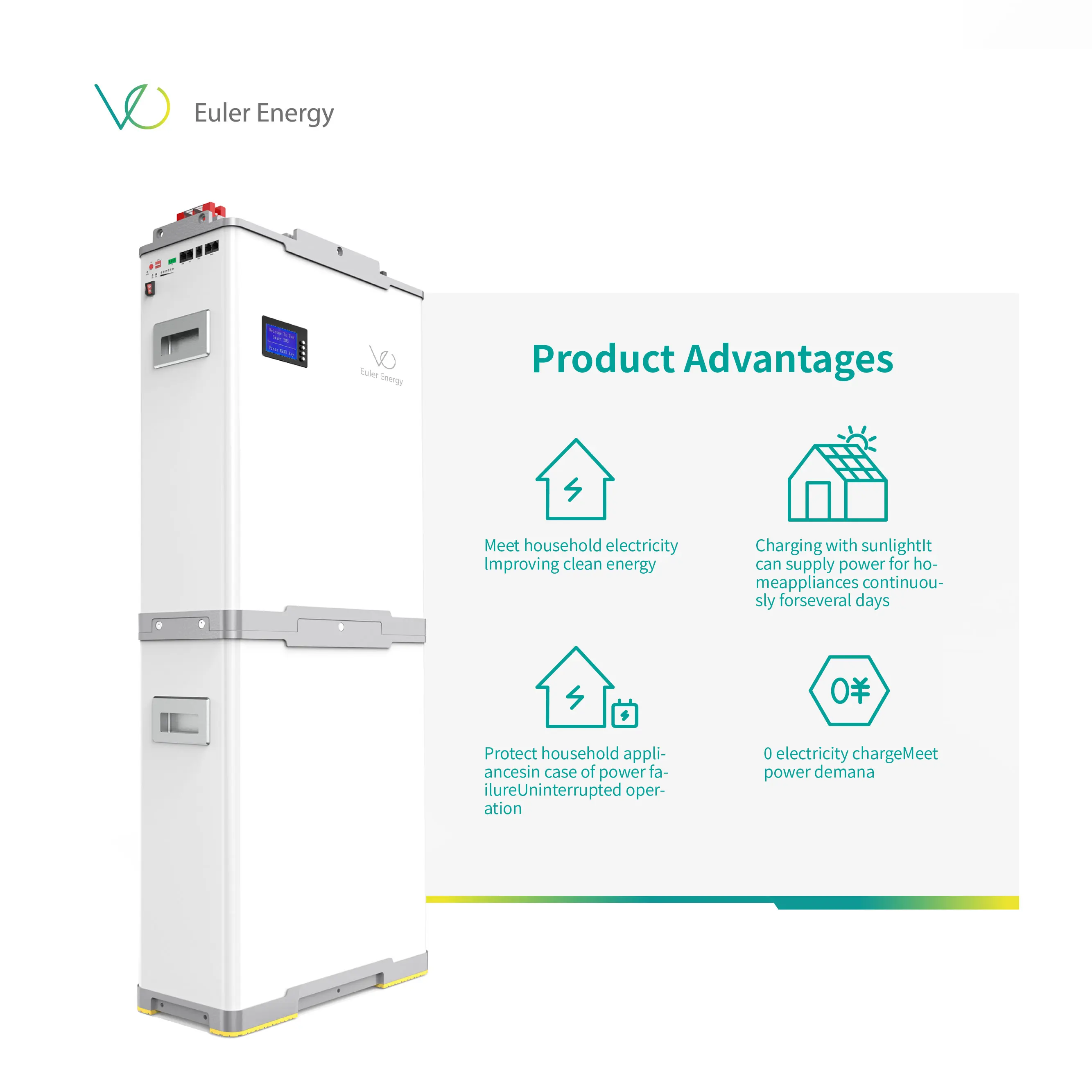 Euler Energy Solar Battery - 48V 300ah Li-Ion for Home