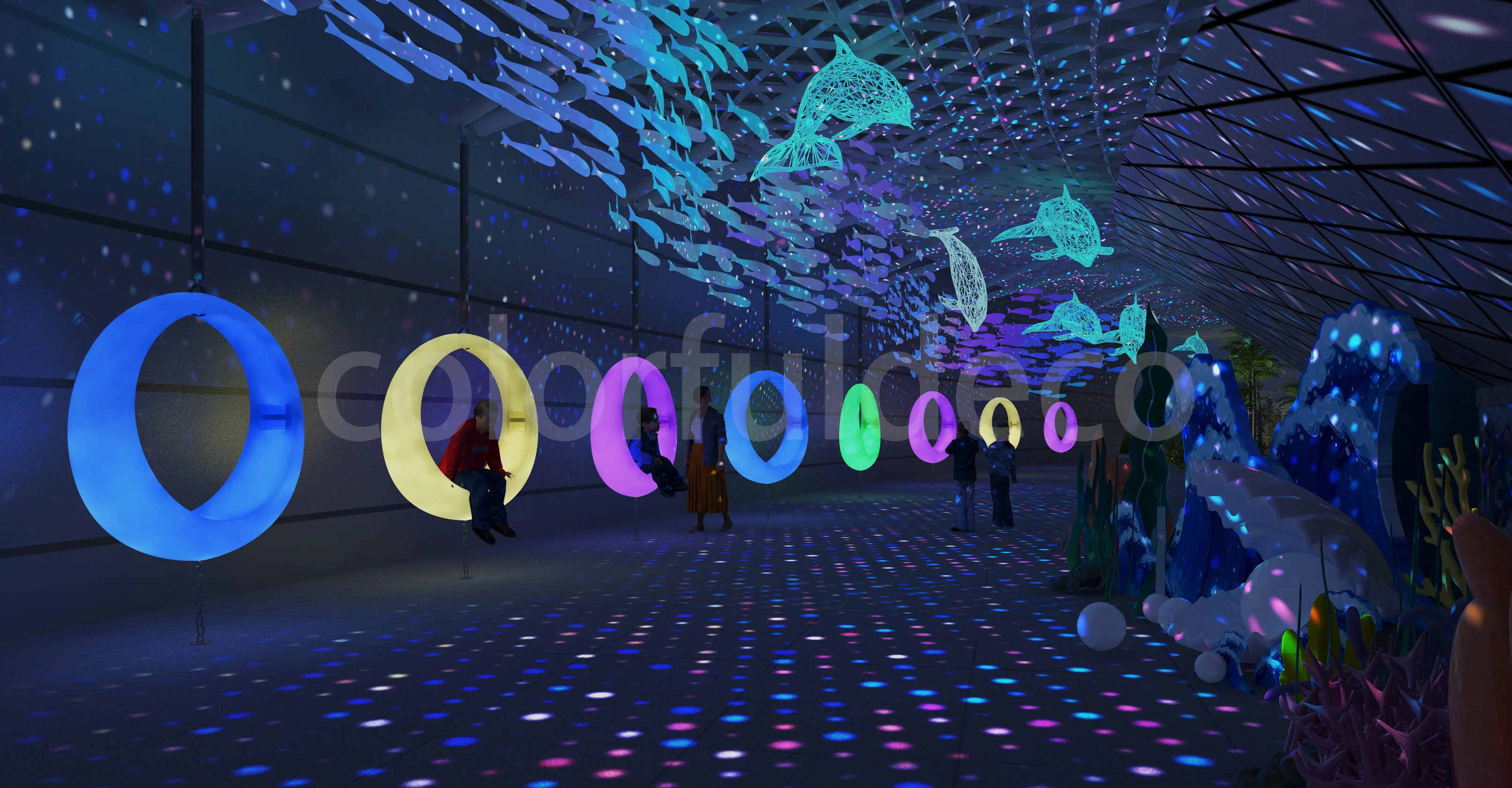 LED Floor Tiles - Interactive 3D Dance Floor, Round Rechargeable LED ...