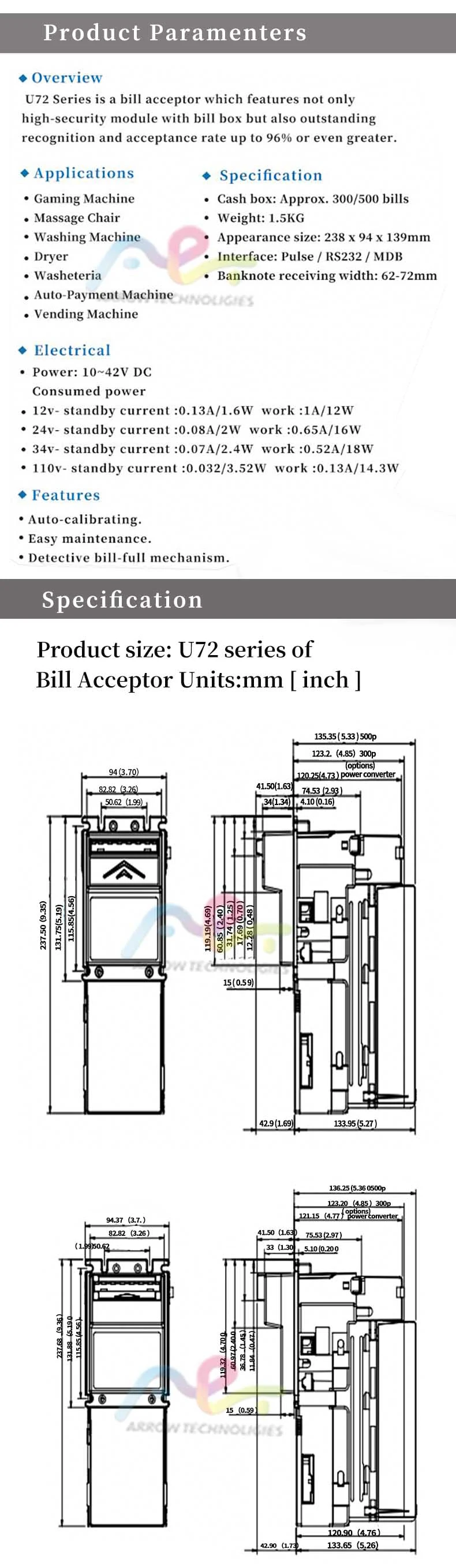 Taiwan Top Ict Bill Acceptor With Cash Box Works Bill Validator For ...