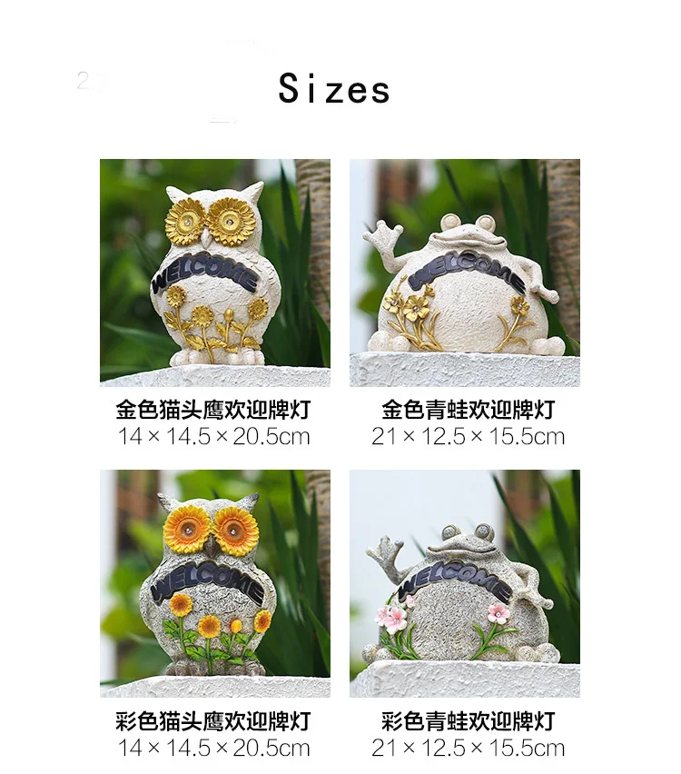 Outdoor Solar Light Resin Statues Decorations Welcome Garden Decoration ...