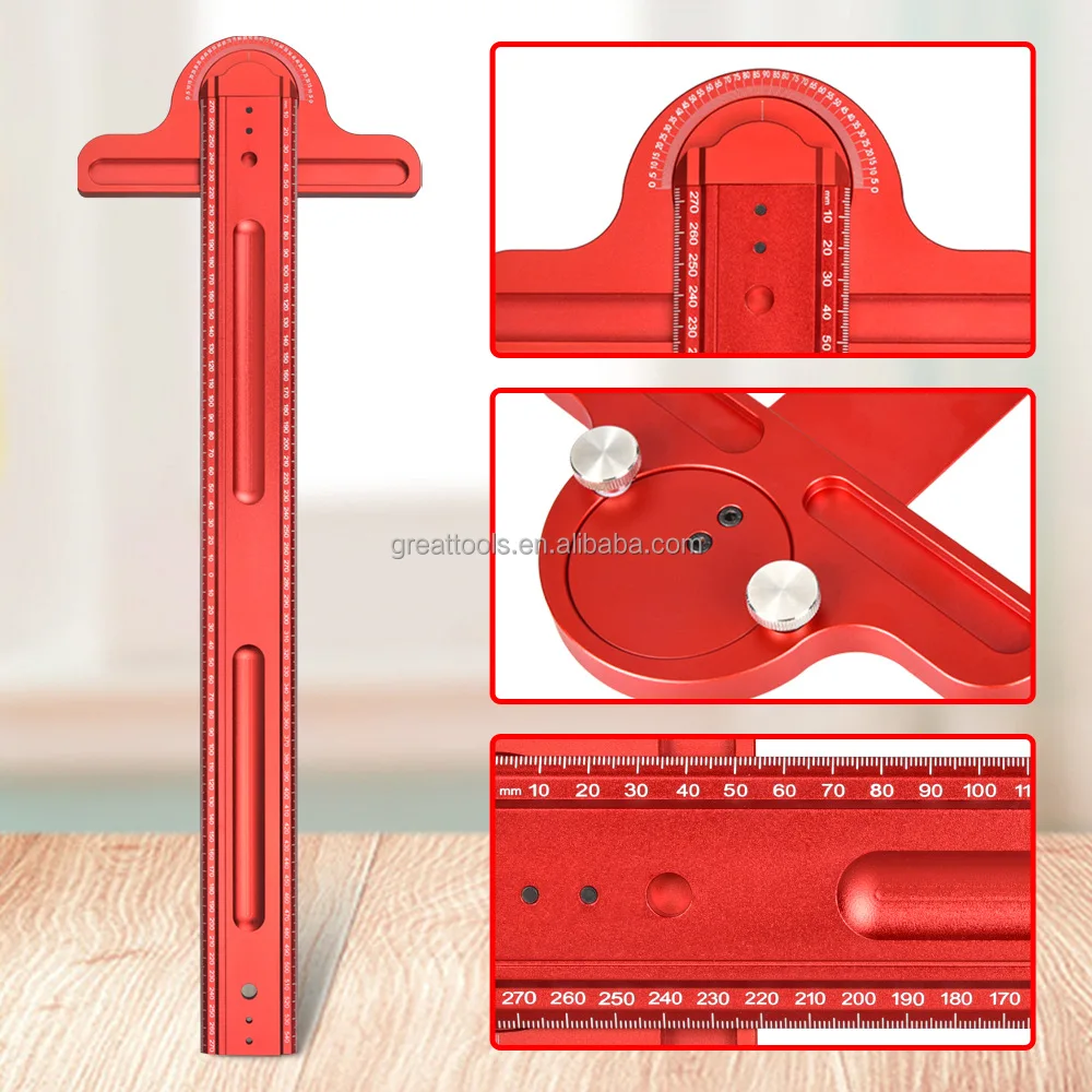 Aluminum Alloy T - Shape Square Ruler Edge Ruler Carpenter Mark Ruler ...