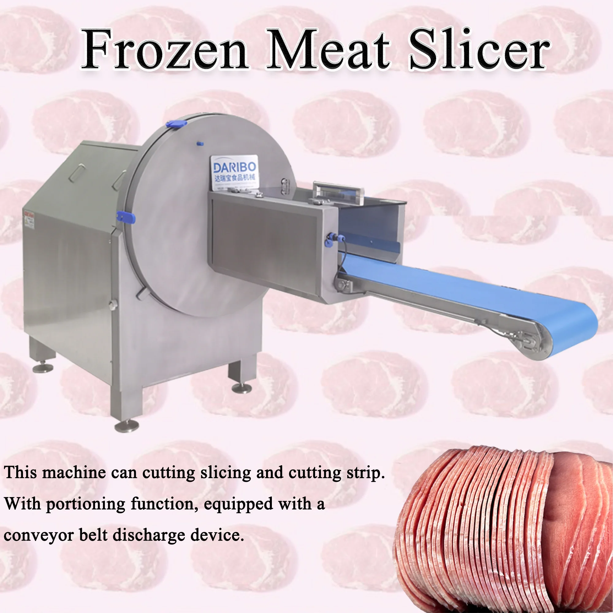 Frozen Meat Slicing Machine With Conveyor Belt Beef Pork Ribs Chopper ...