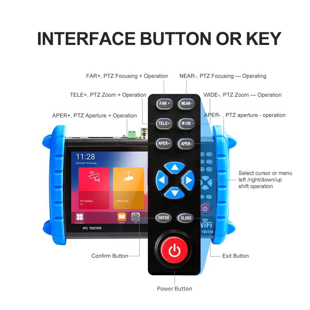 Noyafa NF-IPC722ATCHS CCTV IPC Tester - 7" HD Touch Screen for NVR, DVR ...