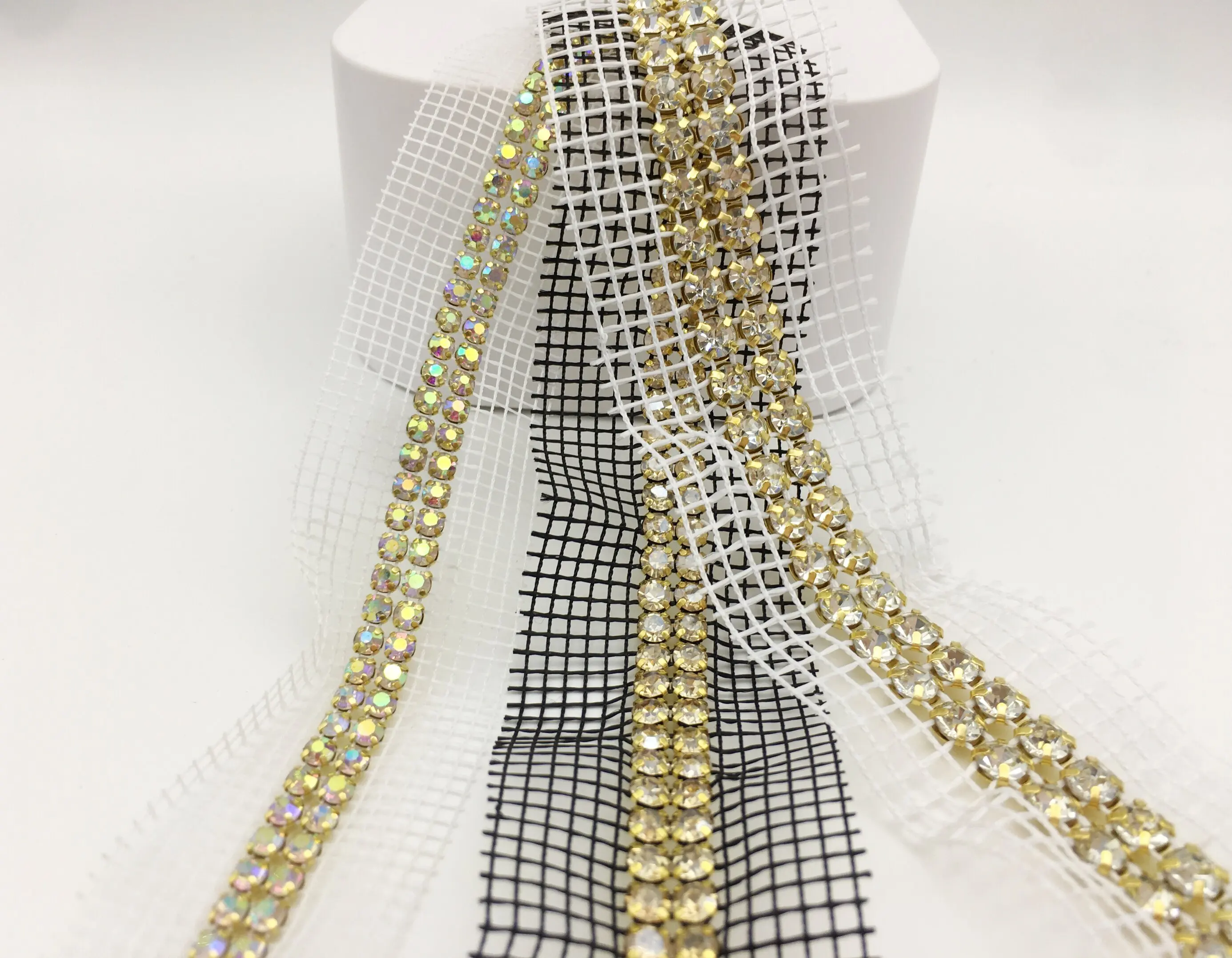 SINRONG Double Row Diamond Chain Mesh Fabric Multi-Purpose DIY Clothing ...