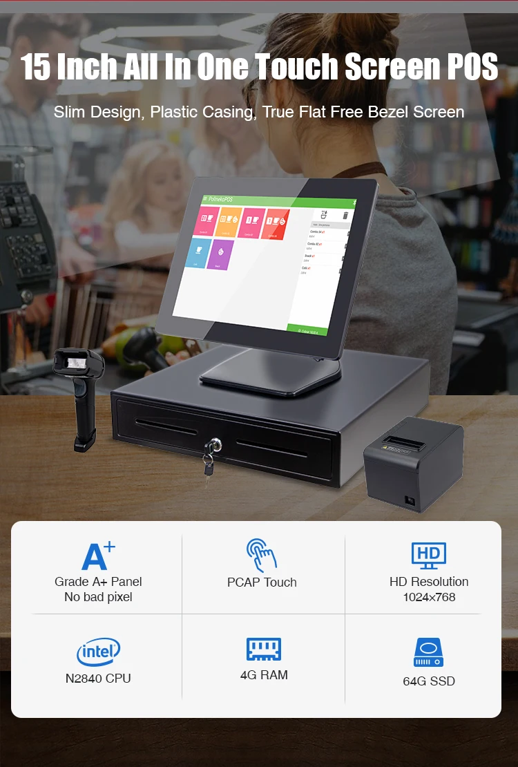 Pos Terminal System Windows Dual Screen Windows Pos Systems 15 Inch ...