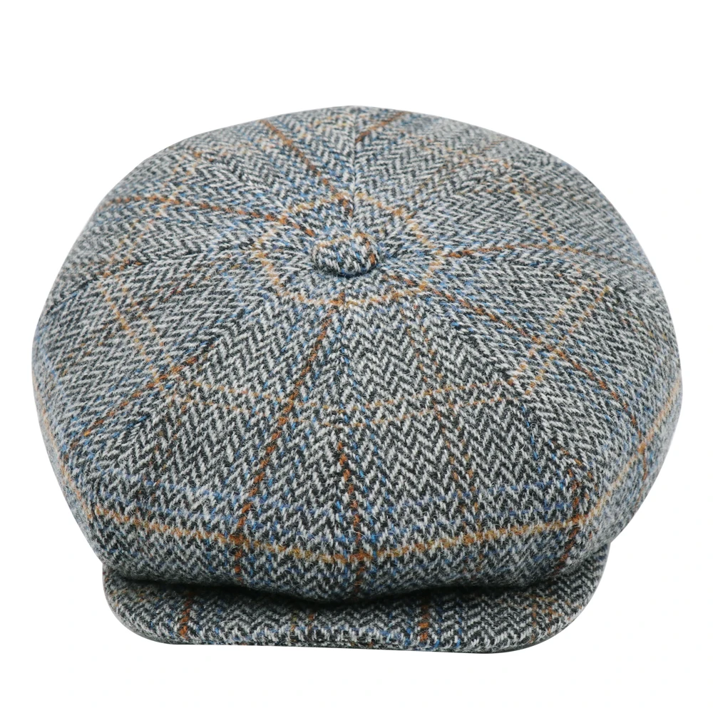 High Quality New Arrival Vintage Newsboy Cap Plaid Wool Flat Hat 8 ...