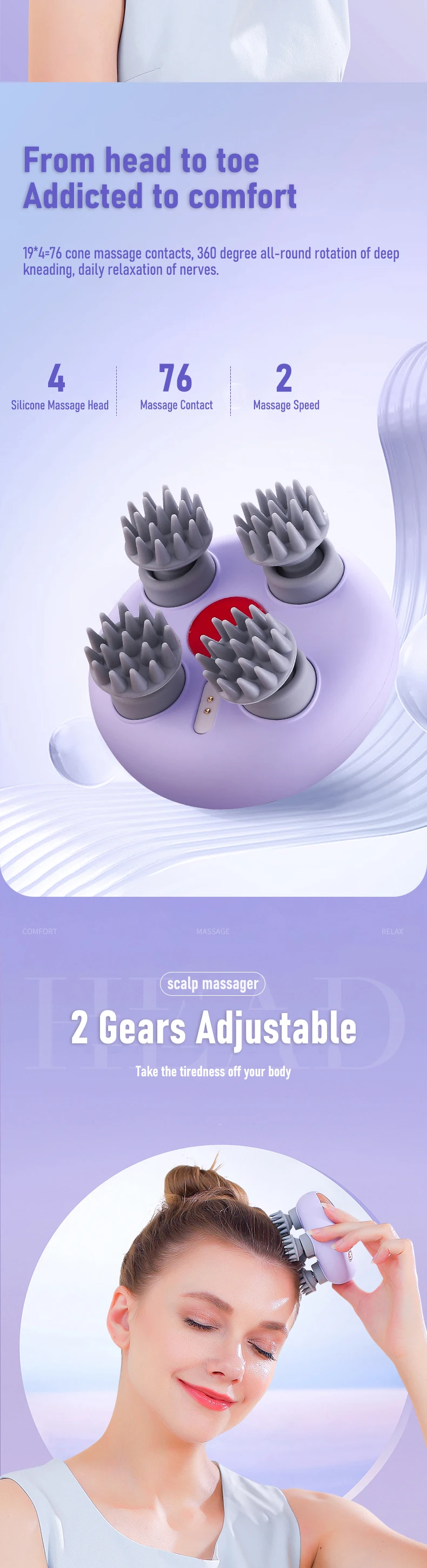 Mini Head Massager Scalp Massager Electric Octopus Head Spa Dry And Wet ...