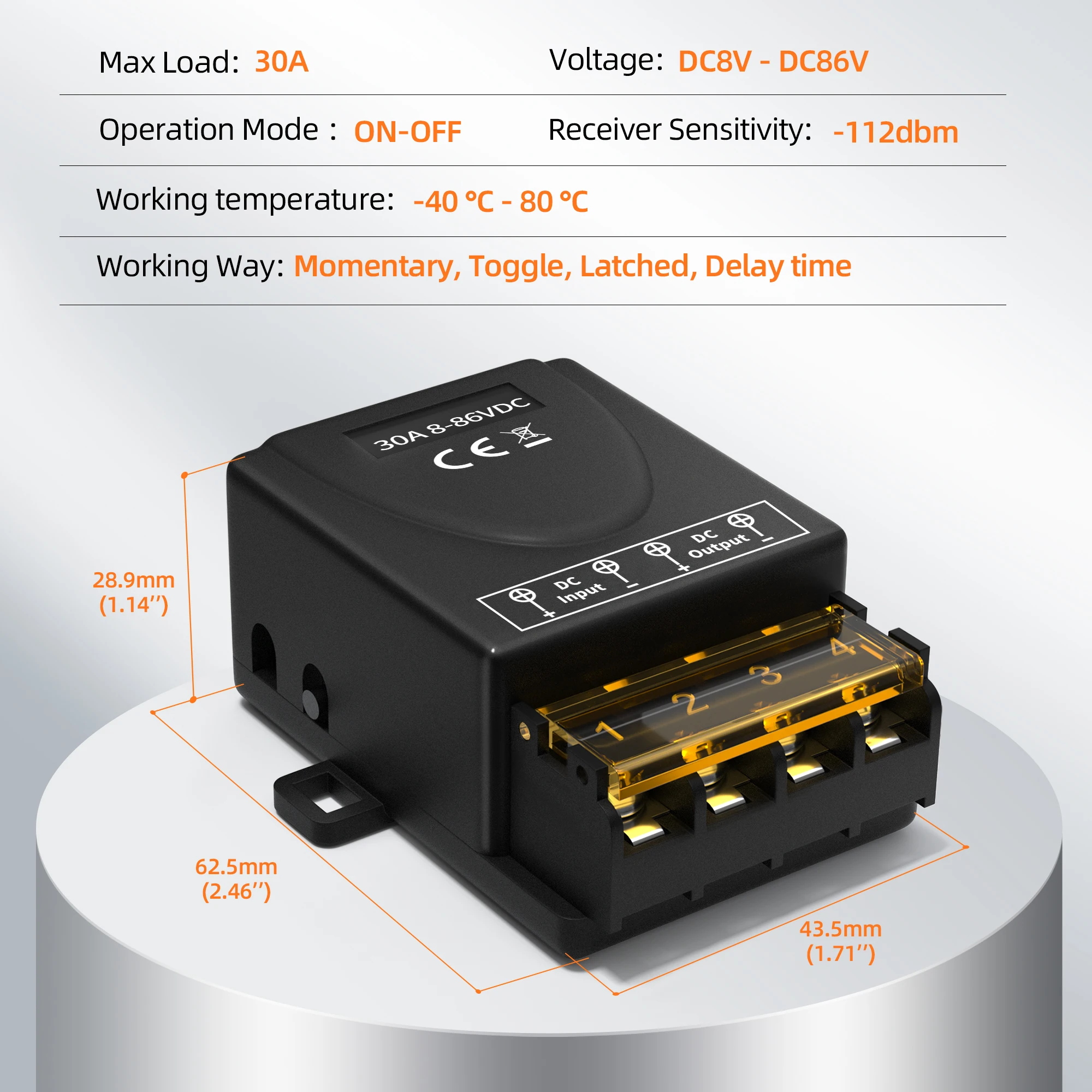 Remote Control Switch DC 12V 30A Relay 433Mhz - Wireless Control for ...