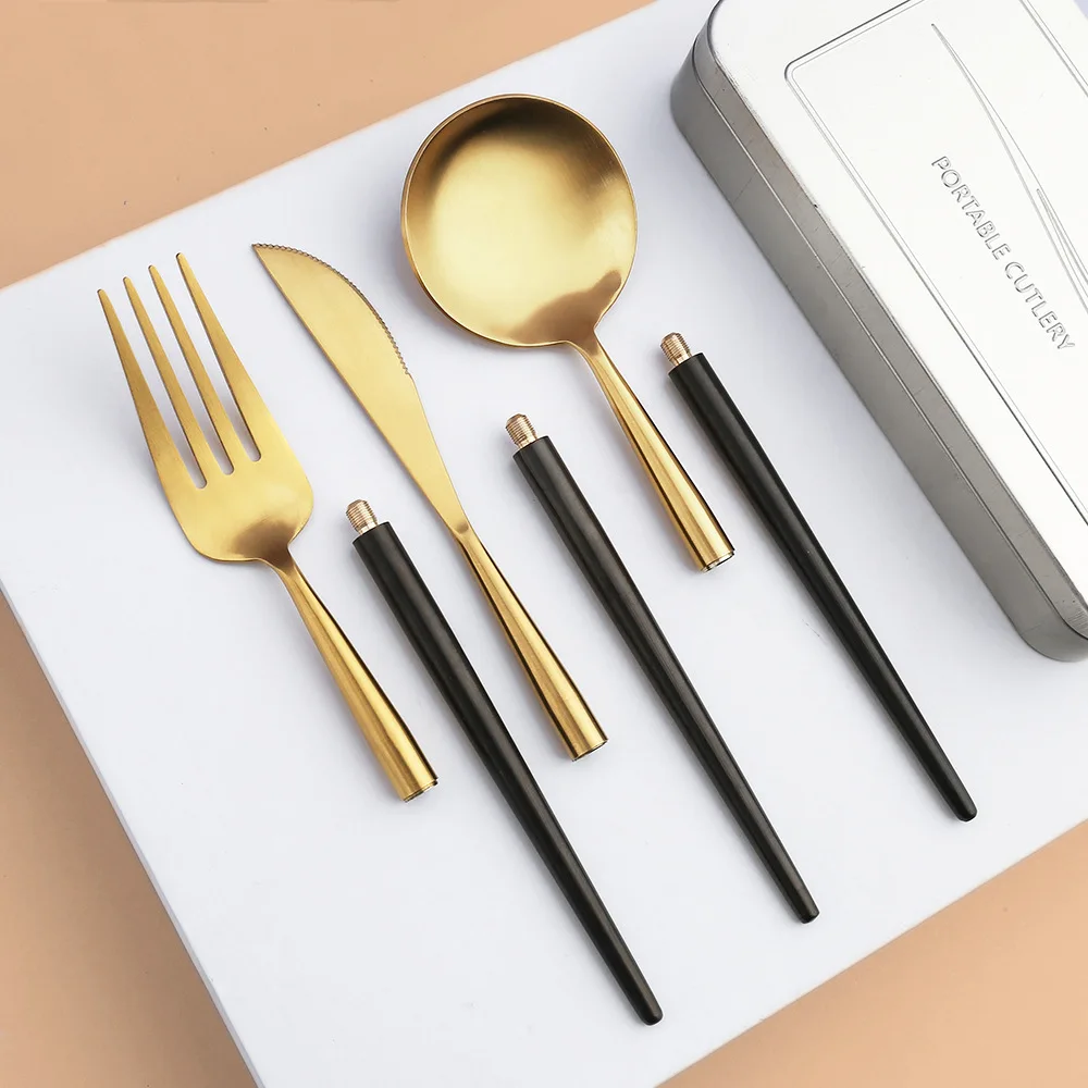 Detachable Travel Portable Stainless Steel Flatware Set Foldable ...