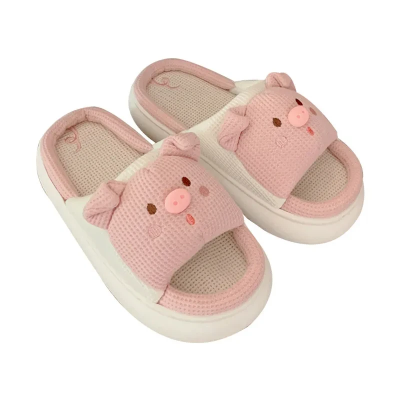 Cute Cartoon Pig Slippers 2024 Women Summer Indoor Bedroom Soft Thick ...