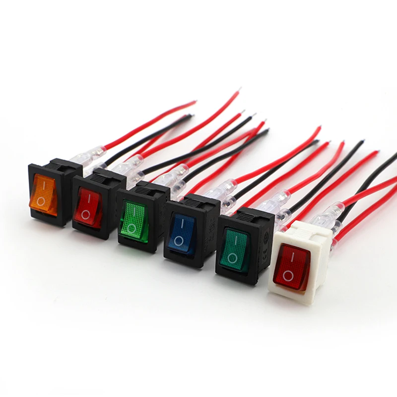 Kcd1 Rocker Switch With Wiring 3 Pin 2 Position Red Illuminated Rocker ...