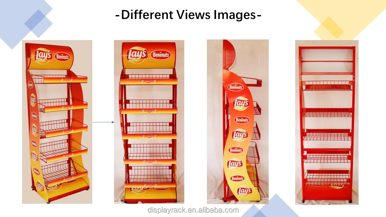 Customizable Lays Metal Wire Basket Candy Potato Chip Snacks Display Rack