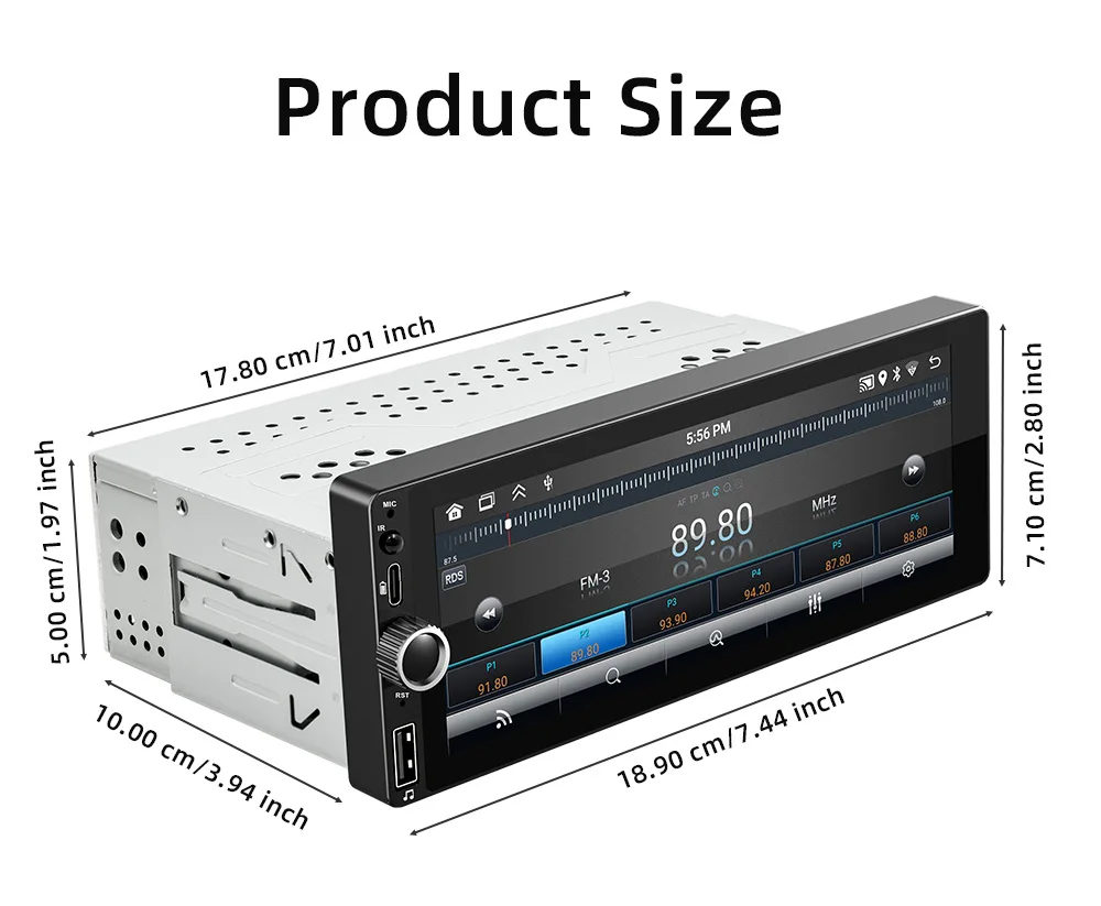 Carplay Android Auto 1 Din 6.86 Inch Car Radio - Universal