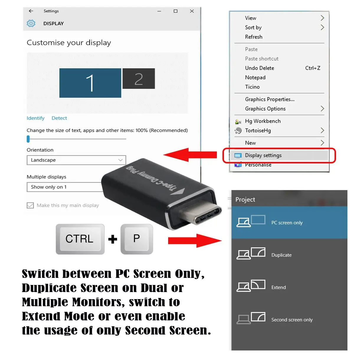 Virtual Display Adapter USB-C Type-C DDC EDID Dummy Plug Headless Ghost ...