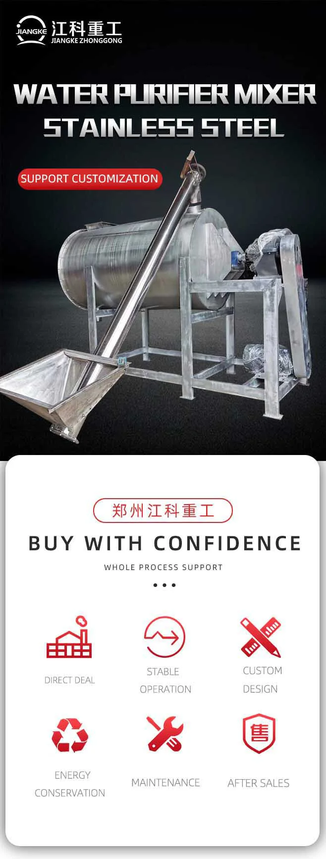 Stainless Steel Twin Screw Belt Mixer Dry Powder For Condiment Chemical ...