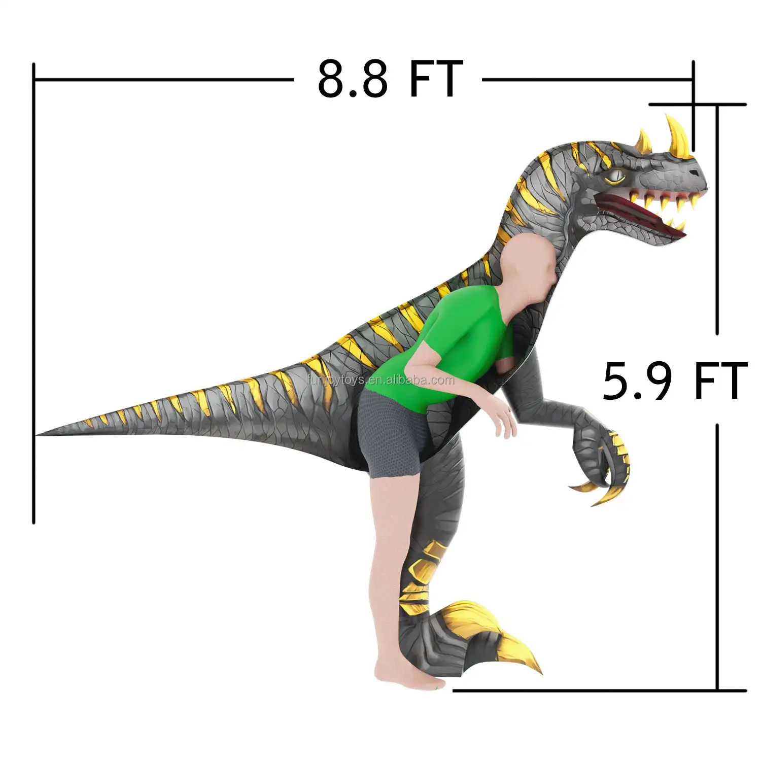 5.9ft New Custom Inflatable Dinosaur Costume Raptor Halloween Costume ...