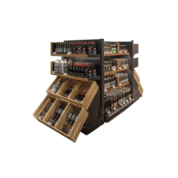 Supermarket Convenience Stores Liquor Shelving Standing Wooden Red Wine ...