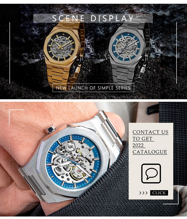 Custom Brand Stainless Steel Luxury Wrist Automatic Movement Mechanical ...