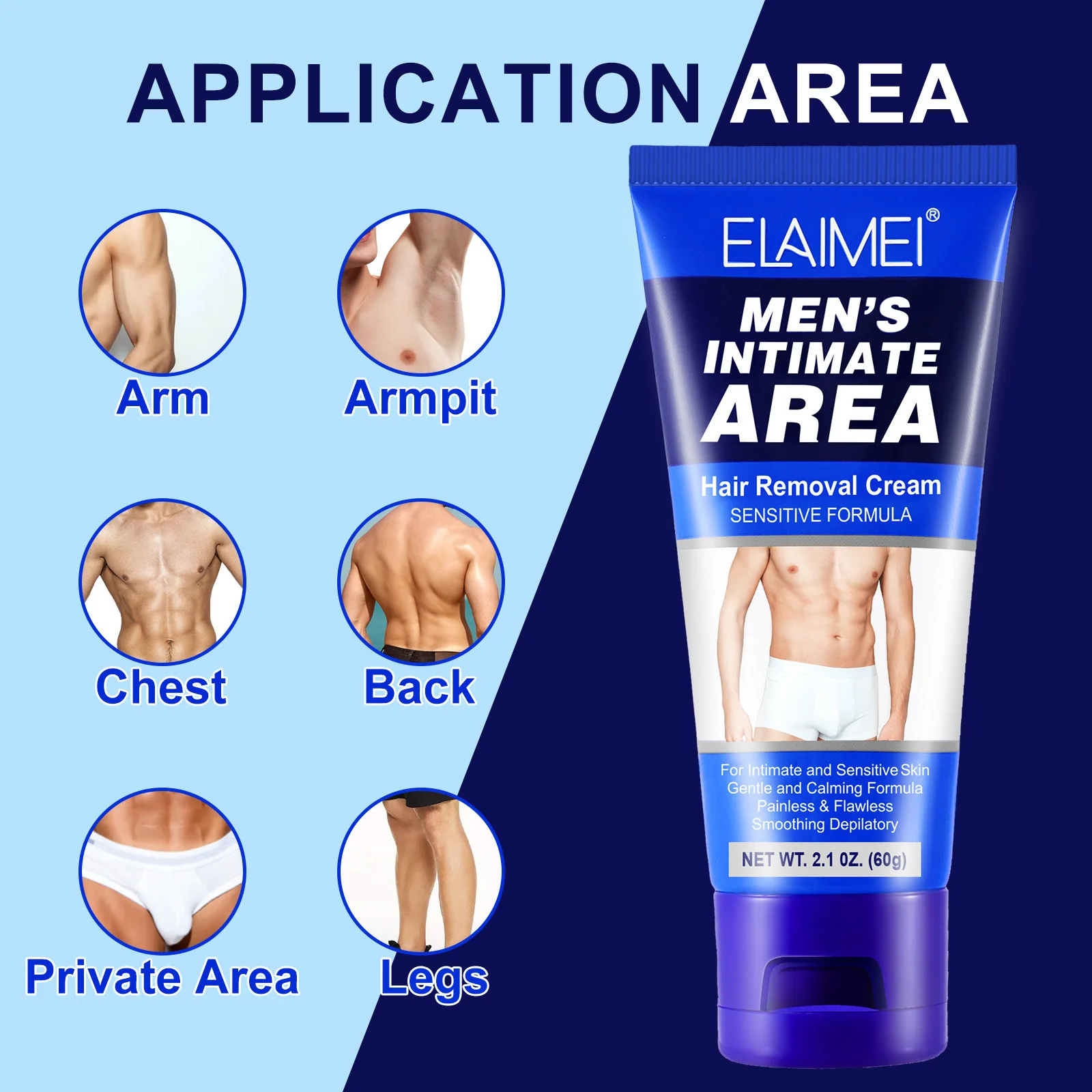 ELAIMEI Men s Intimate Area Hair Remover Permanent Body Hair Removal Cream For Men