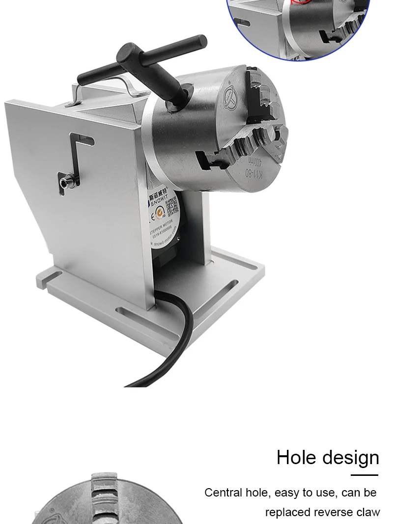 Through Hole 3 Claws Rotary Axis - SD80/SD100 for Lasers