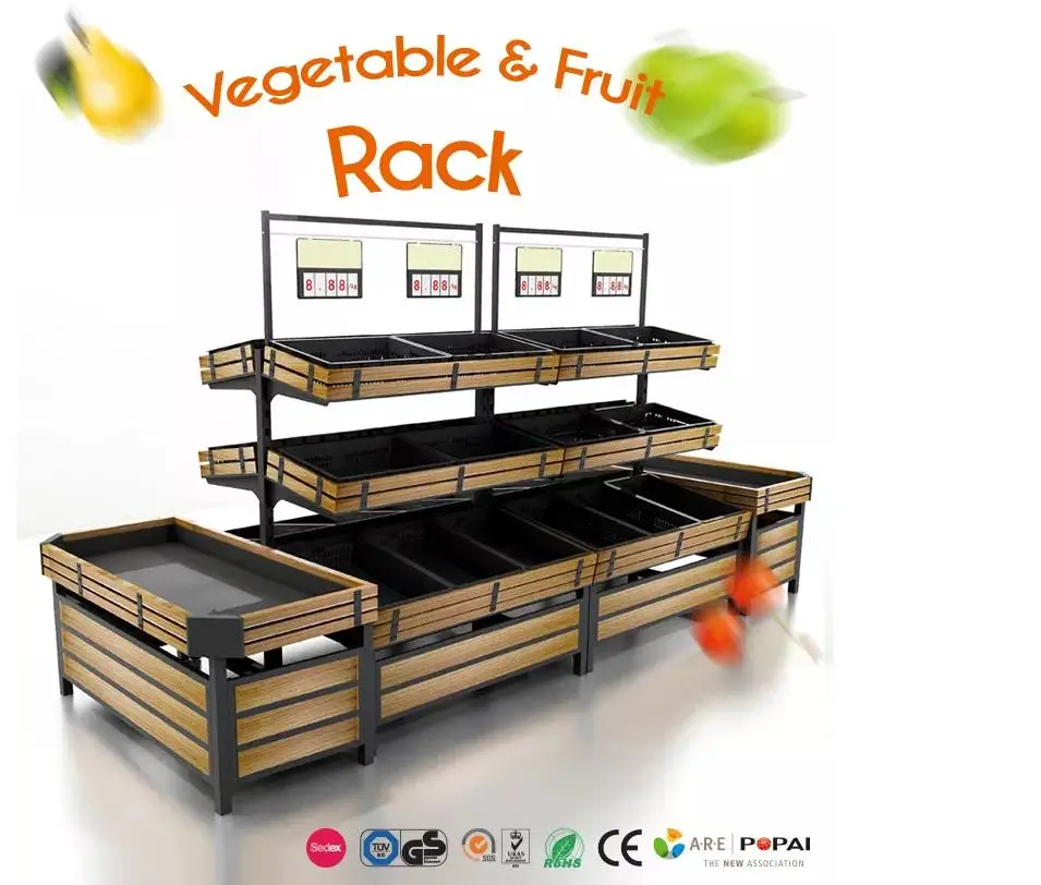 Multilayer Vegetable Storage Shelf Wooden Fruit Stand Vegetable Display ...
