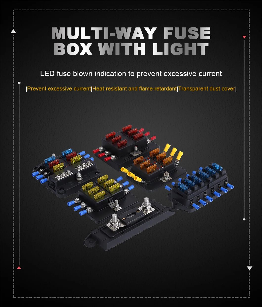 6 Way Fuse Block Box W/Negative Bus, Updated Automotive Fuse Block for ...