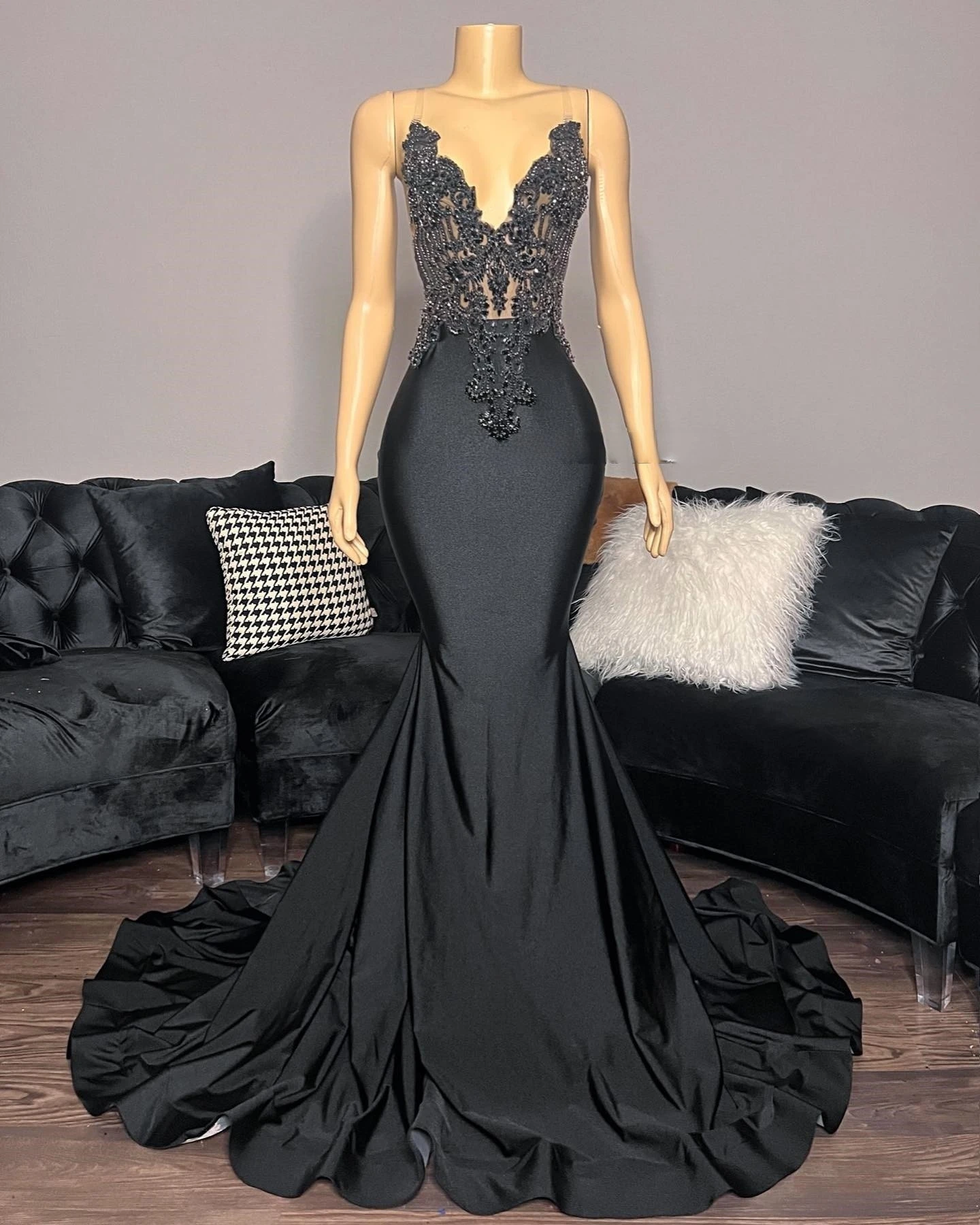 Ocstrade Hand Made Rhinestone Black Prom Party Dresses 2023 Ball Gown ...