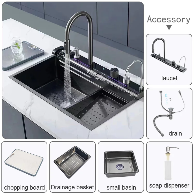 Modern Handmade Stainless Steel Kitchen Sink - Smart & Durable