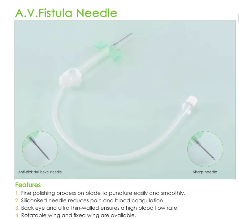 Disposable A.V. Safety Fistula Needles Kit for Blood Purification