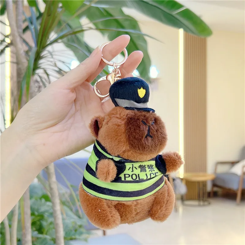 Custom Police Capybara Stuffed Toy Funny Plush Capybara Keychain ...