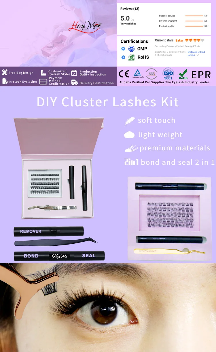 Volume for Handmade Custom Logo Segment Lash Cluster Kit with Synthetic ...