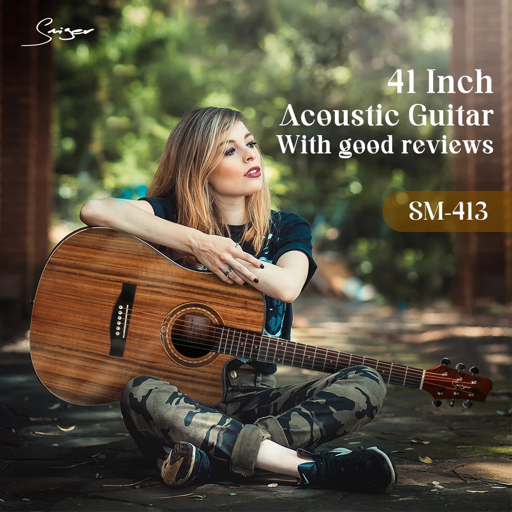 Smiger 41 Inch Walnut Body Steel Strings Semi Electro Guitar