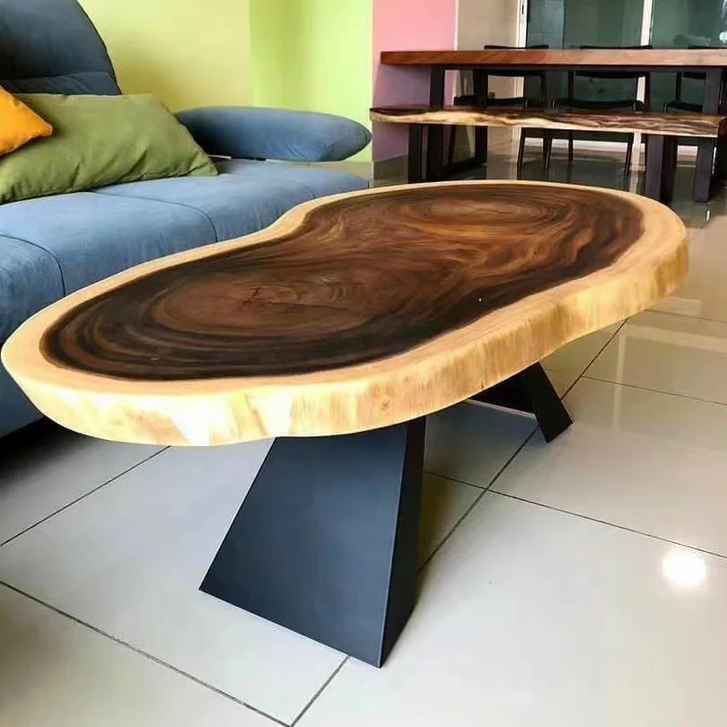 Natural Wood Epoxy Resin Dining Table Top - Irregular Solid Walnut Slab ...