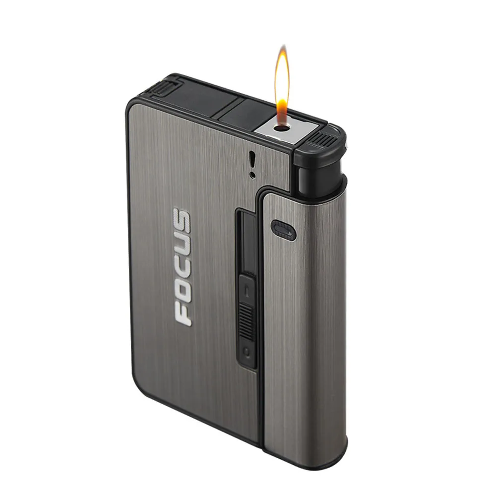 Cigarette Box With Gas Lighter Pocket Cigarette Tobacco Aluminum Case ...