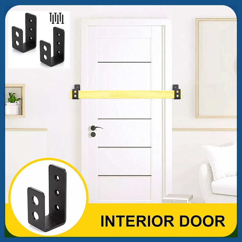 Heavy Duty Security U-Shaped Door Barricade Brackets Drop Open Bar ...