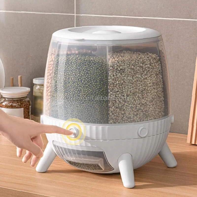 360 Rotating Rice Dispenser Food Dispenser 6 In 1 6-grid Rotatable ...