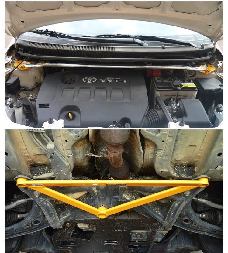 Front Tower Bar Sway Strut 2 Points Stabilizer For 08 Yaris 09 Vios ...