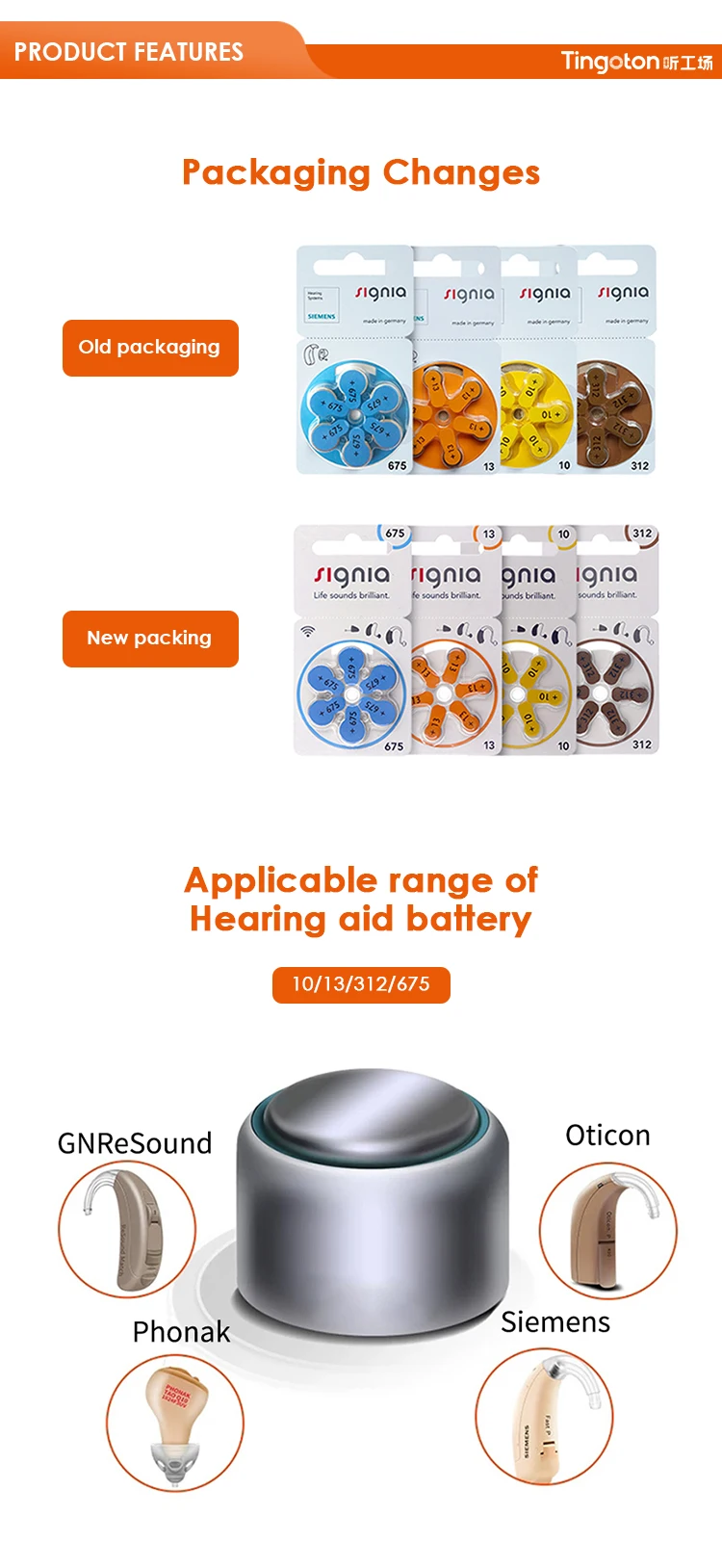 Hot Sale Signia Button Cell Battery 1.45v A13 for Hearing Aids