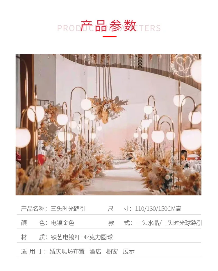 New Wedding Walkway Props Three Head Crystal Road Leading Light Stand ...