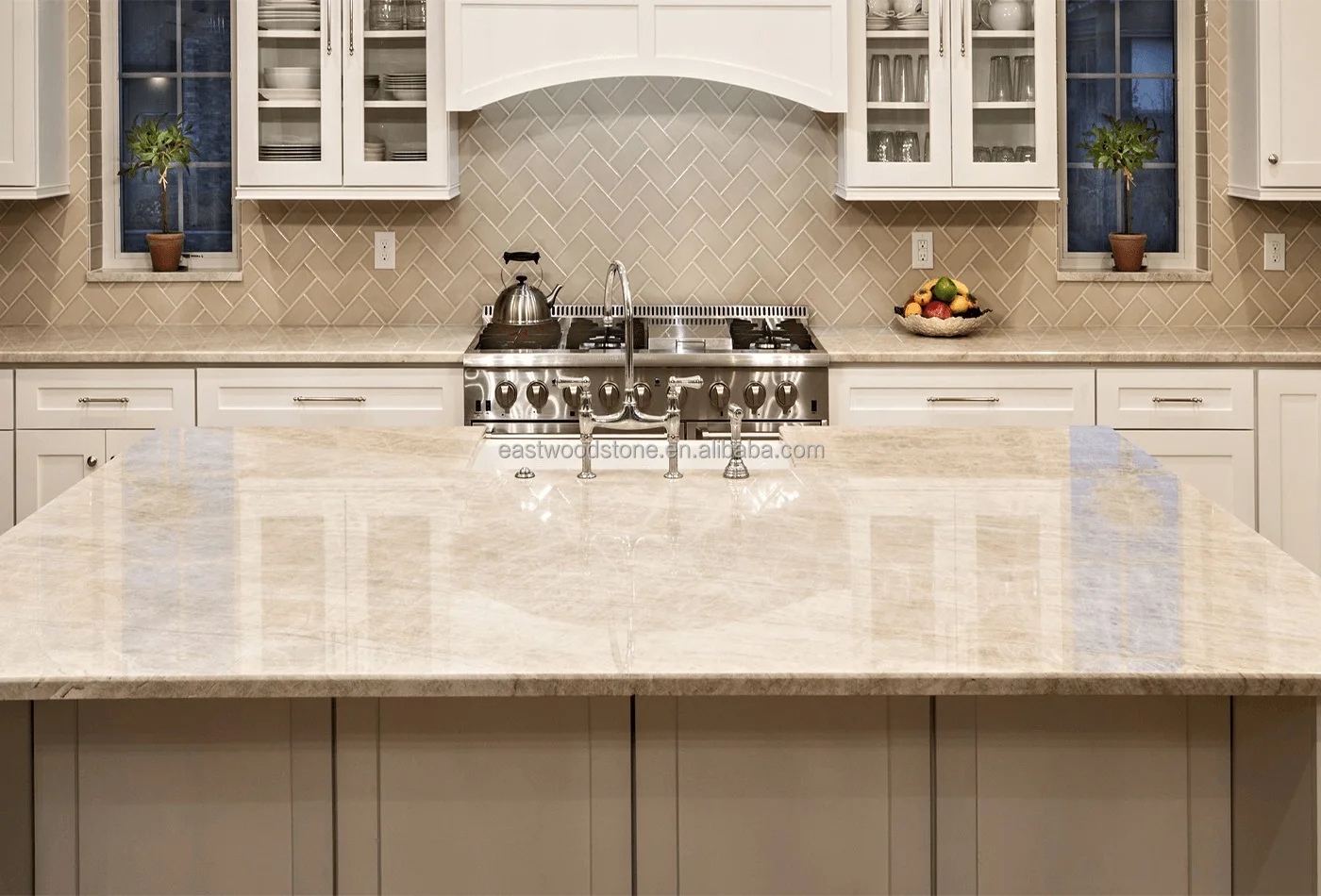 Taj Mahal Quartzite Kitchen Countertop - Beige Polished Quartzite, OEM ...