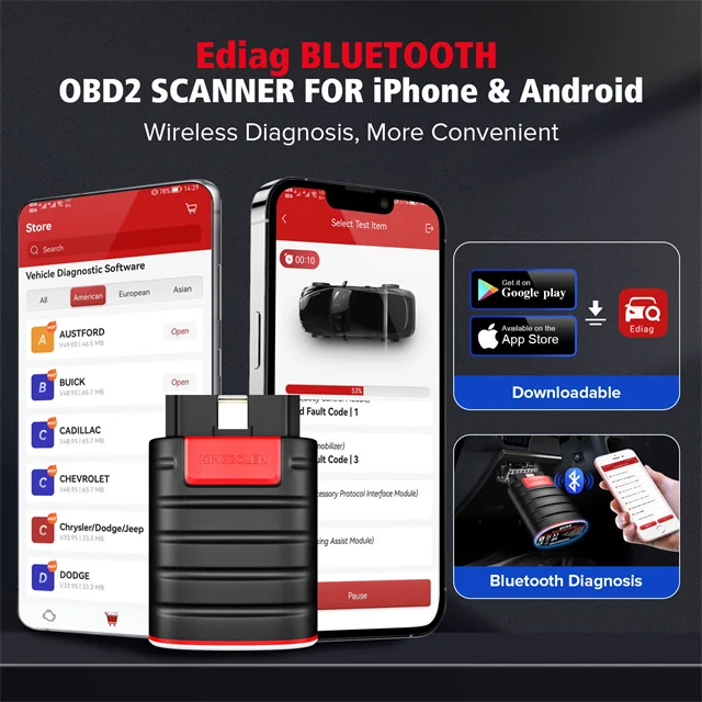 KINGBOLEN Ediag ECU Coding - 1 Year Free Diagzone OBD2 Scanner
