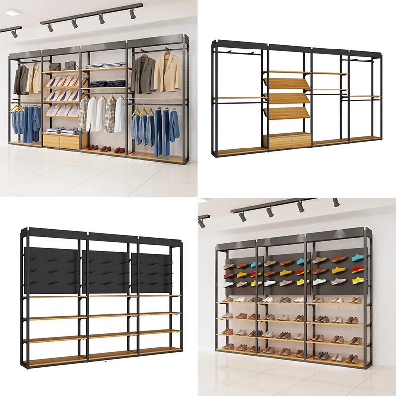 Shopping Center Clothing Store Display Racks Black Clothing Rack ...