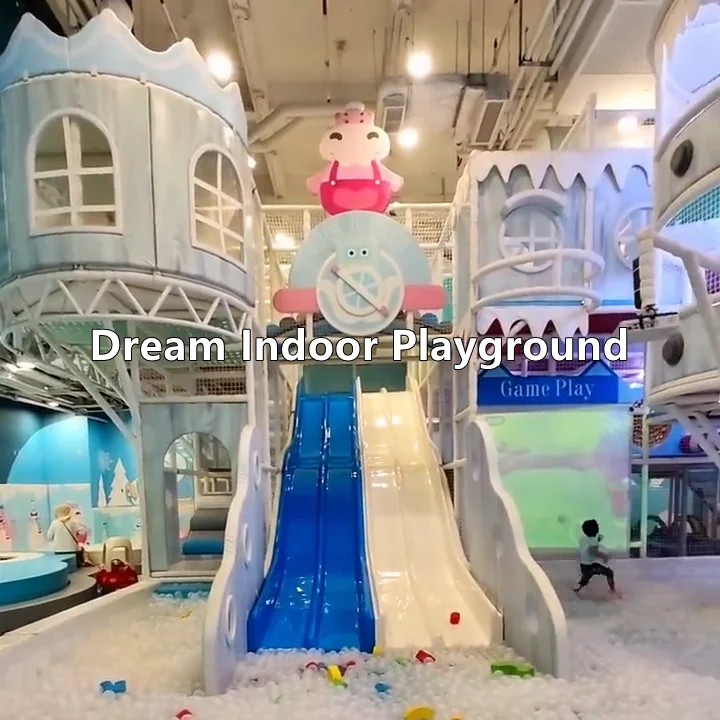 Dream Kids Indoor Fairy Tale Snow Kingdom Castle Twist Slide Trampoline ...