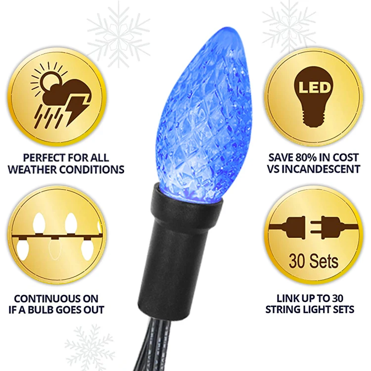 Digital F8 RGB Waterproof WS2811 C9 Christmas Pixel LED String Light