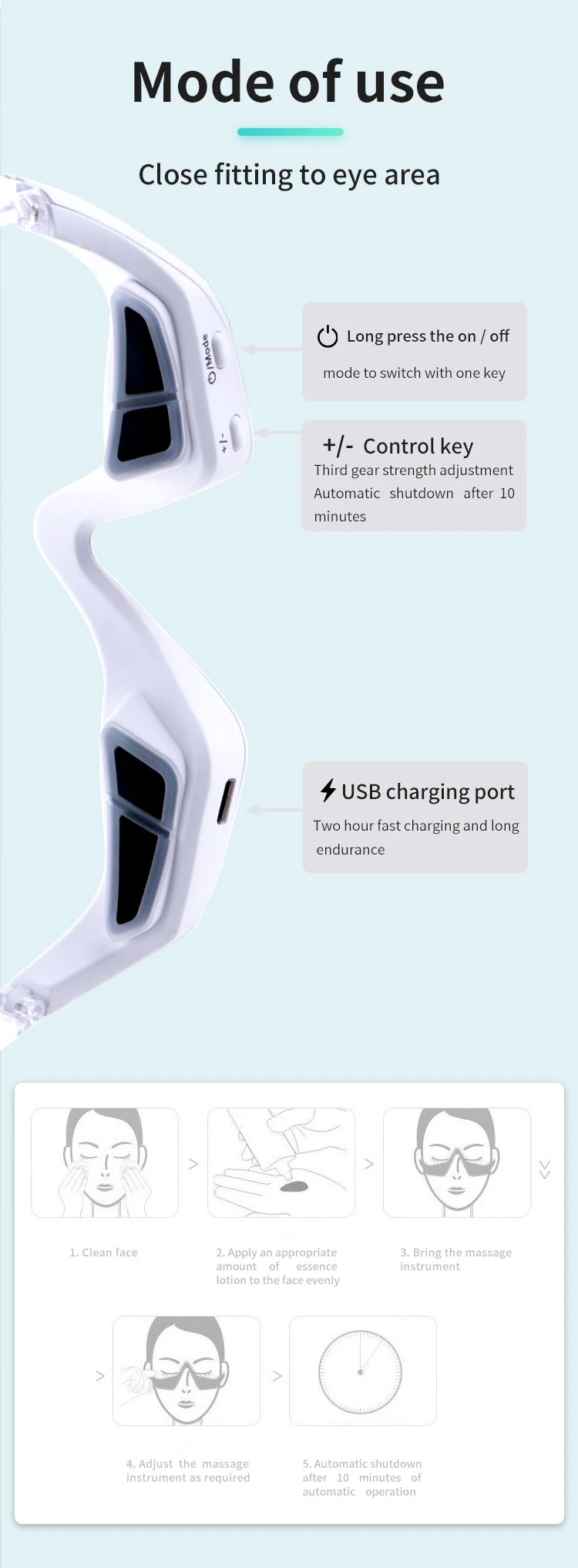 3D Eye Vibration LED Red Light Therapy Device for Anti-aging