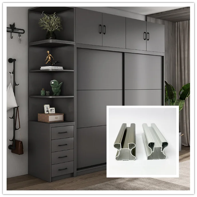 6063 T5 Aluminum Sliding Doors Profiles for Wardrobe