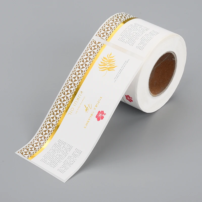 Custom Printed Roll Adhesive Gold Foil Labels Waterproof Paper Sticker ...