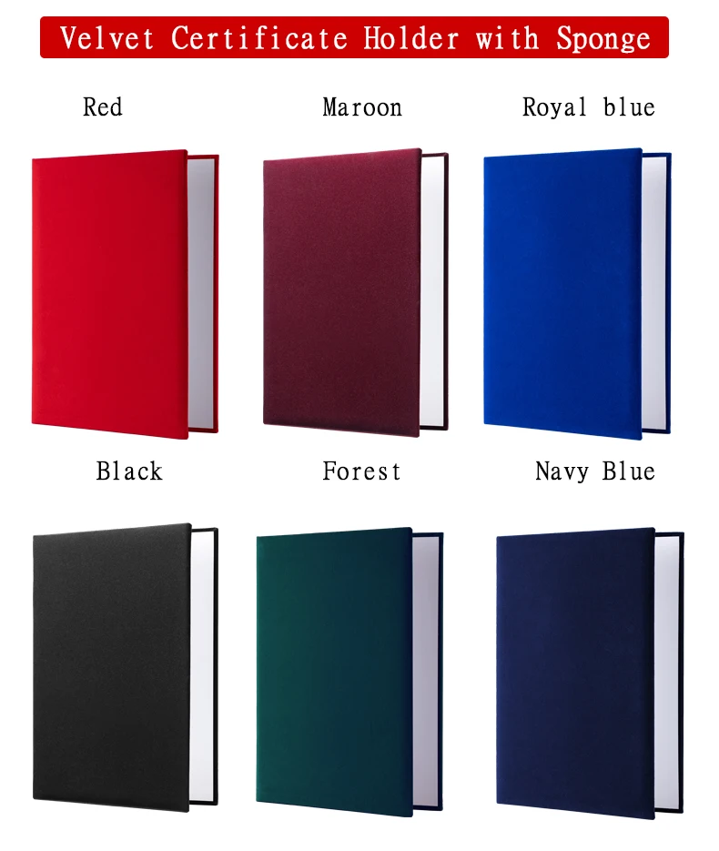 Maroon Velvety Certificate Holder File Folder - Custom Sizes