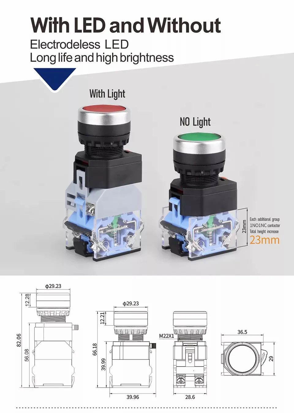 La38 Rotary Selector Mushroom Head Self-resetting Latching Momentary Illuminated Start Metal ...