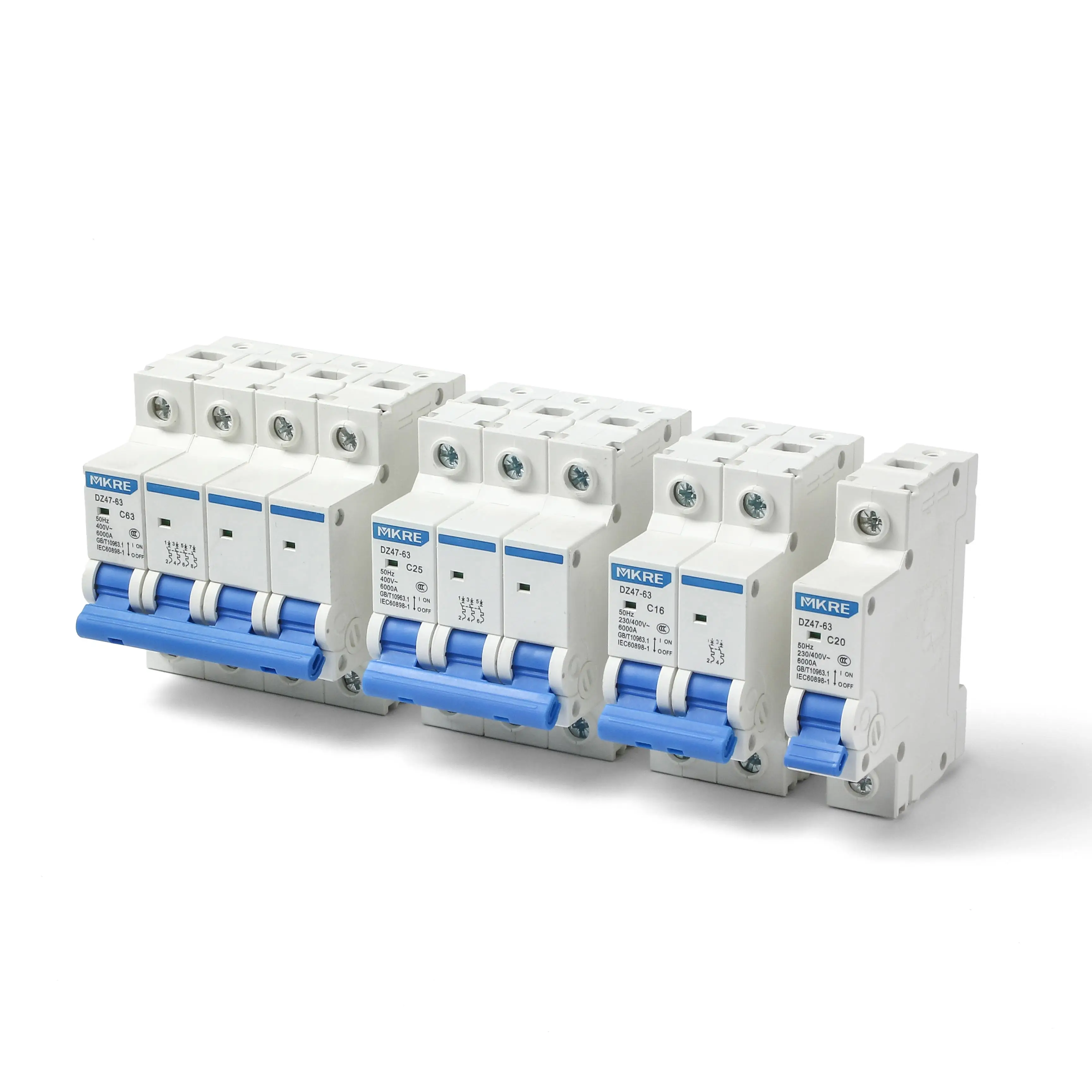 DZ47-63 MCB 1P 2P 3P 4P 16A 20A 32A 40A 50A 63A Miniature Circuit Breaker AC 230/400V DIN Rail ...
